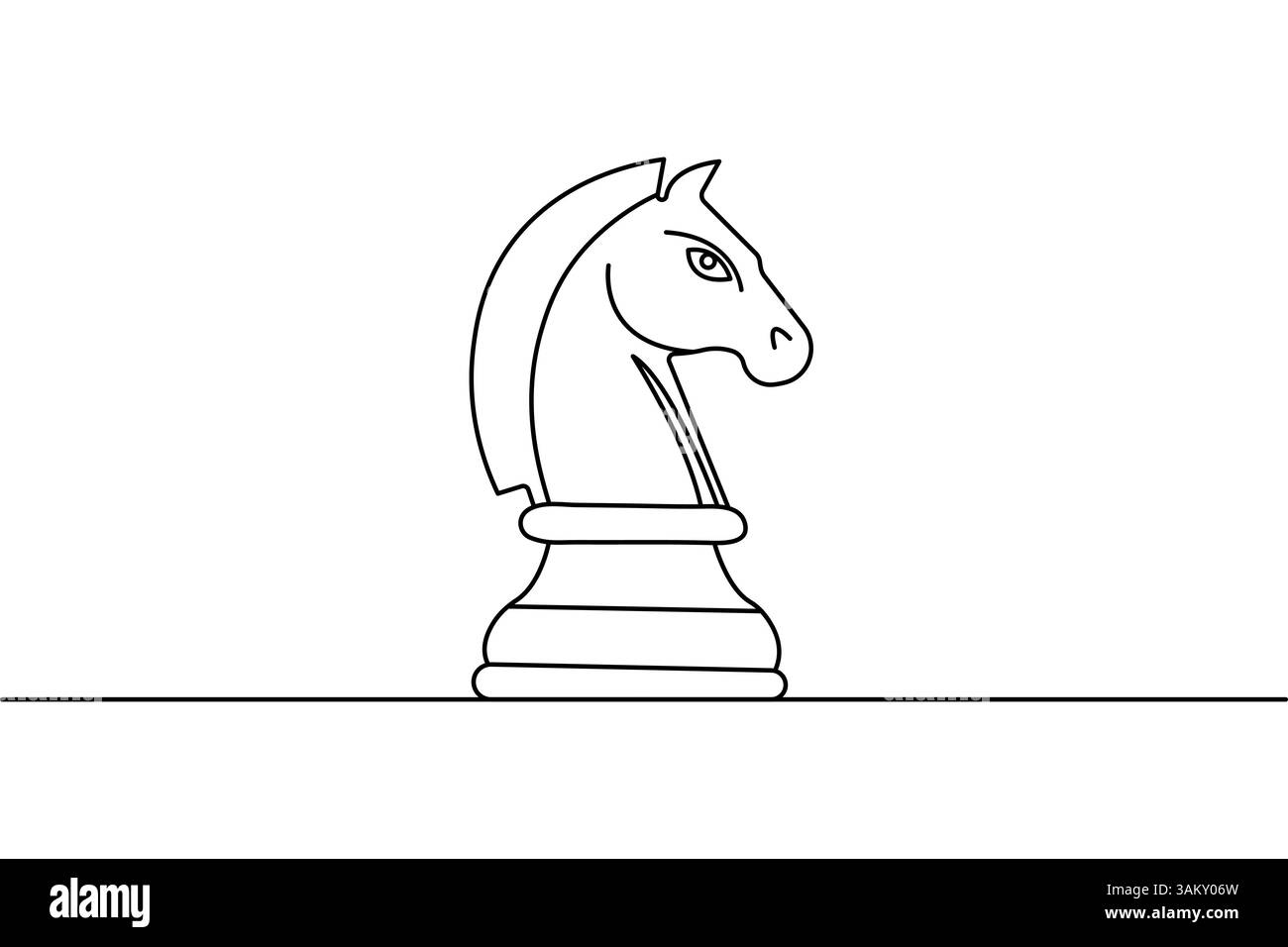 Knight chess continuous single line art and isolated outline vector ...