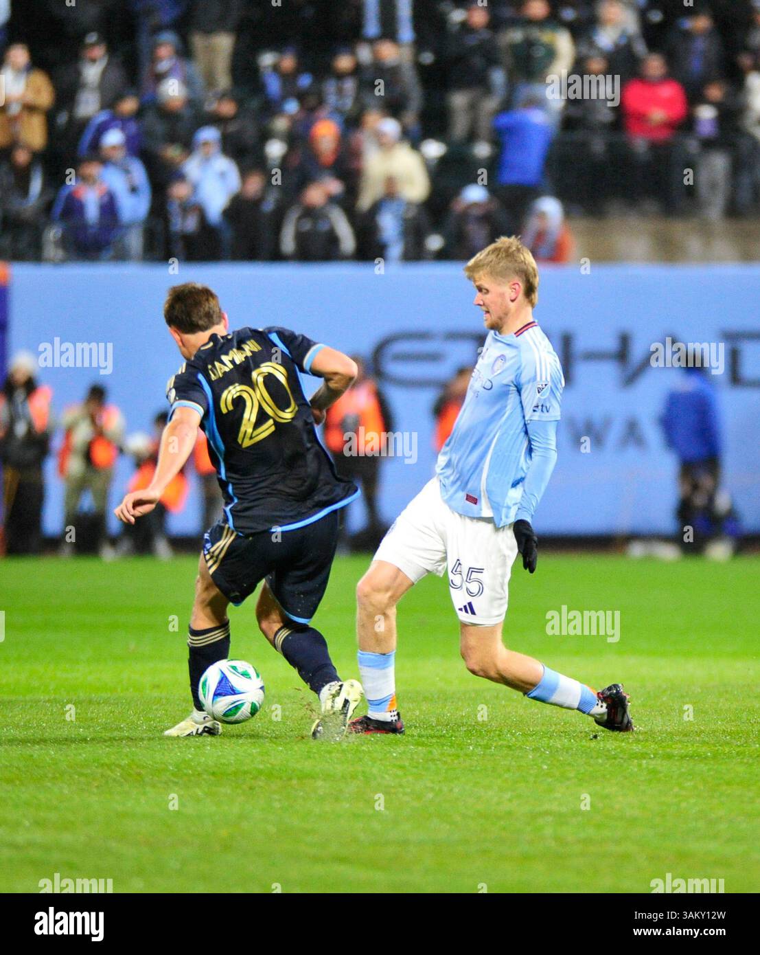 Queens, USA. 12th Apr, 2025. Keaton Parks (55) and Bruno Damiani (20 ...