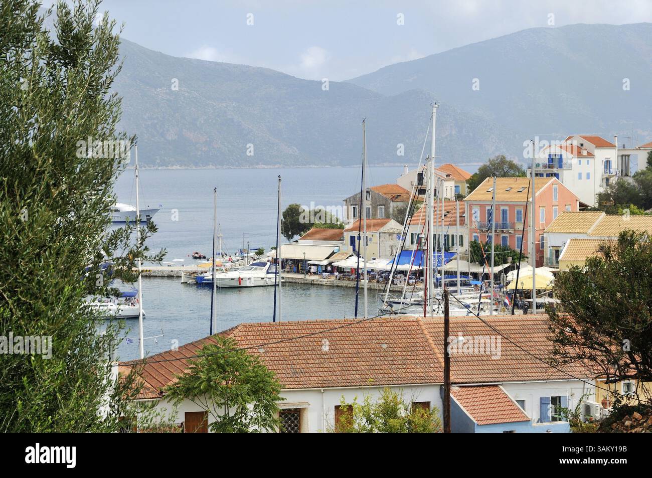 Little village Fiscardo at the Greek island Kefalonia Stock Photo - Alamy