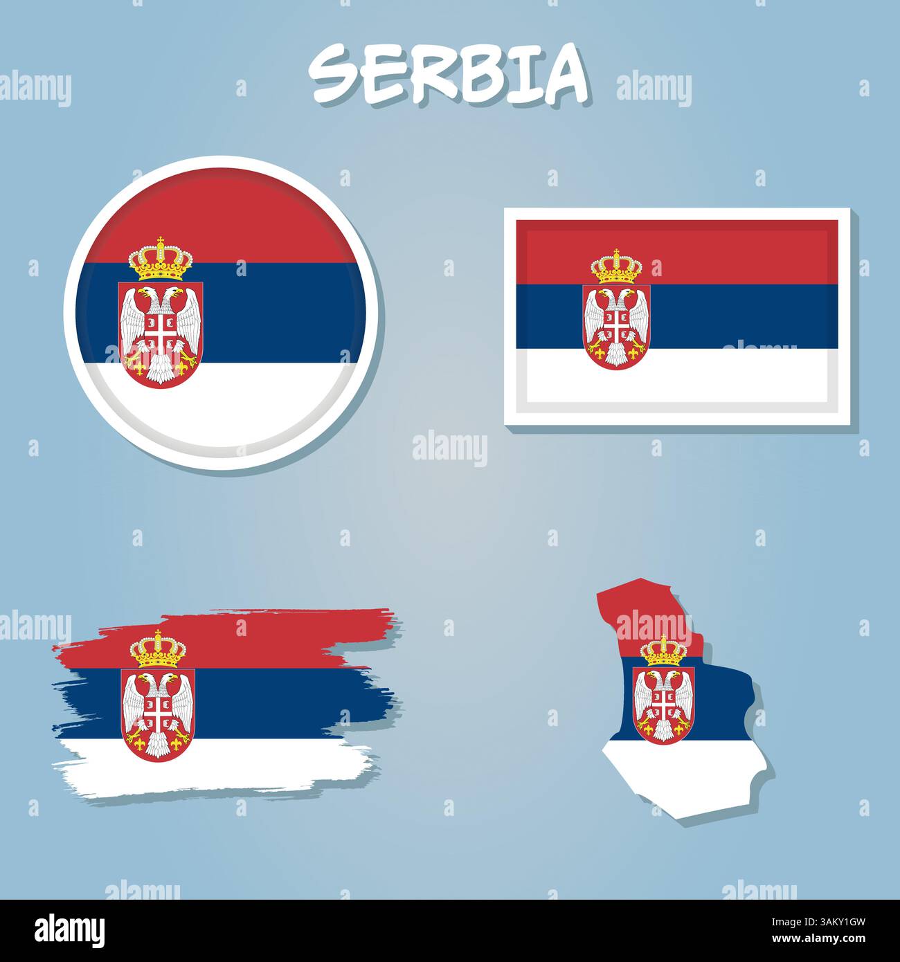 Serbia flag inside the Serbian map borders vector illustration Stock ...