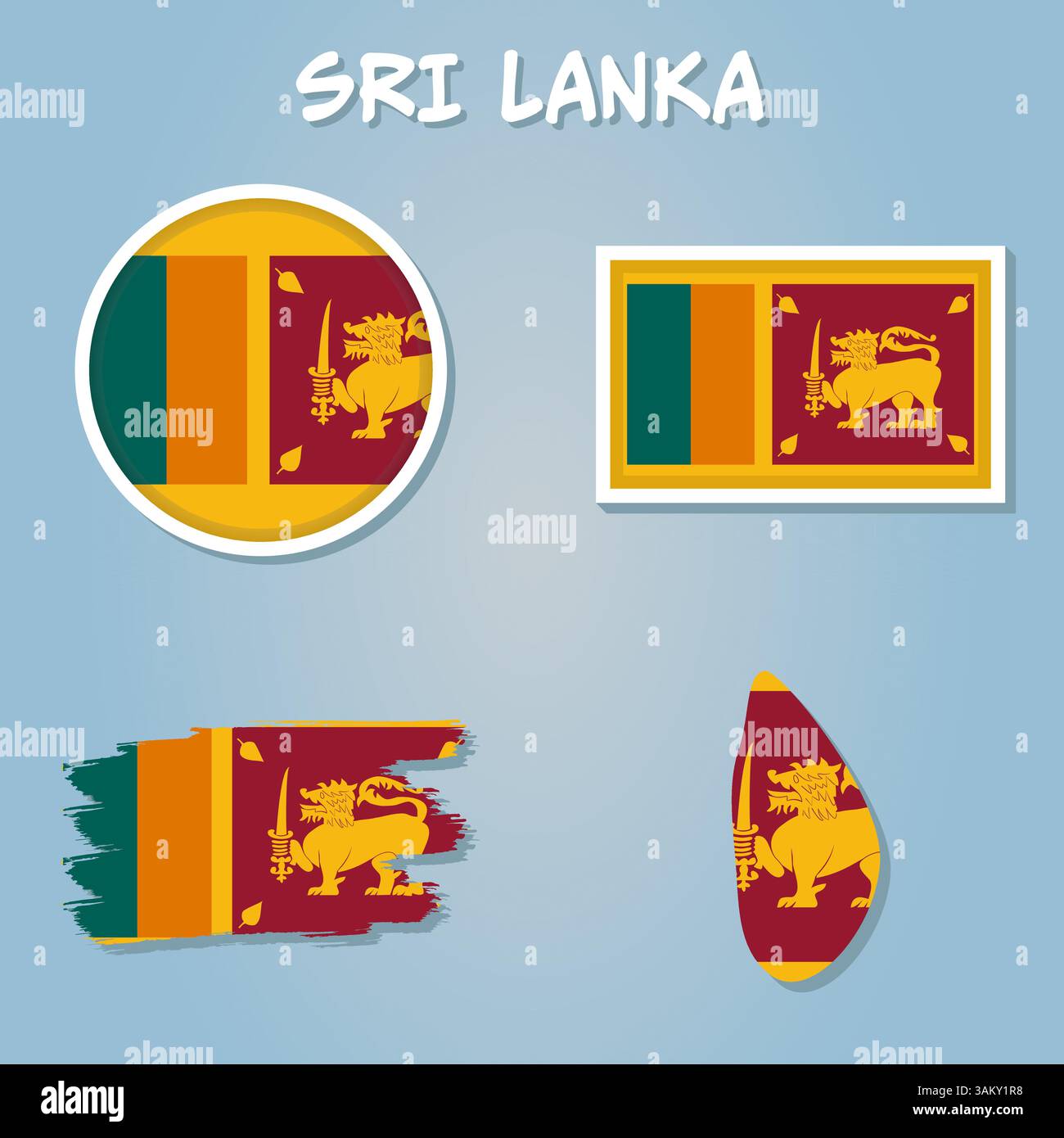 Sri Lanka flag overlay on Sri Lanka map with polygonal style Stock ...