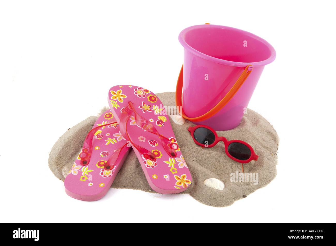 Summertime at the beach with leisure objects Stock Photo - Alamy