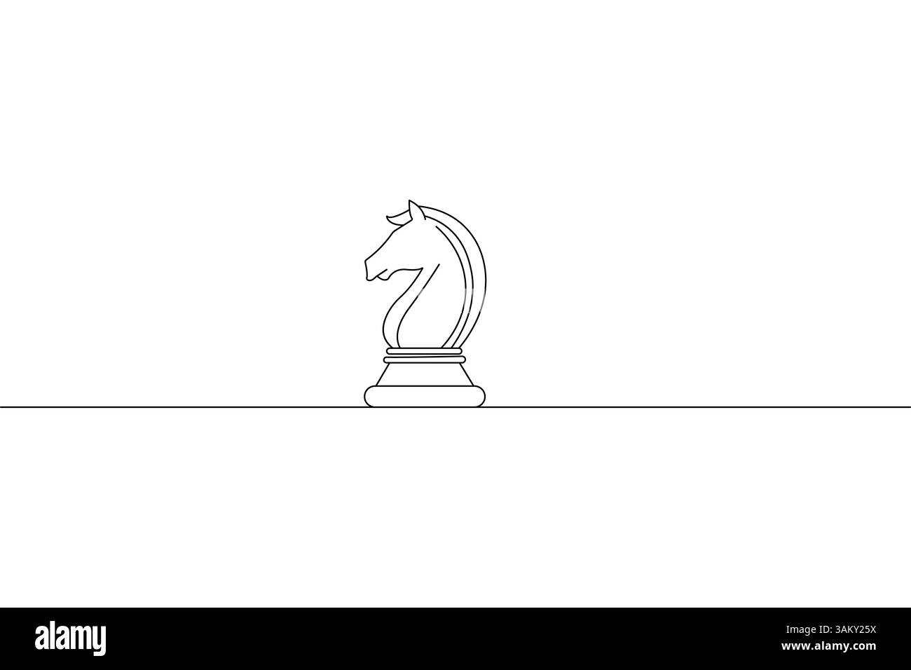 Knight chess continuous single line art and isolated outline vector ...
