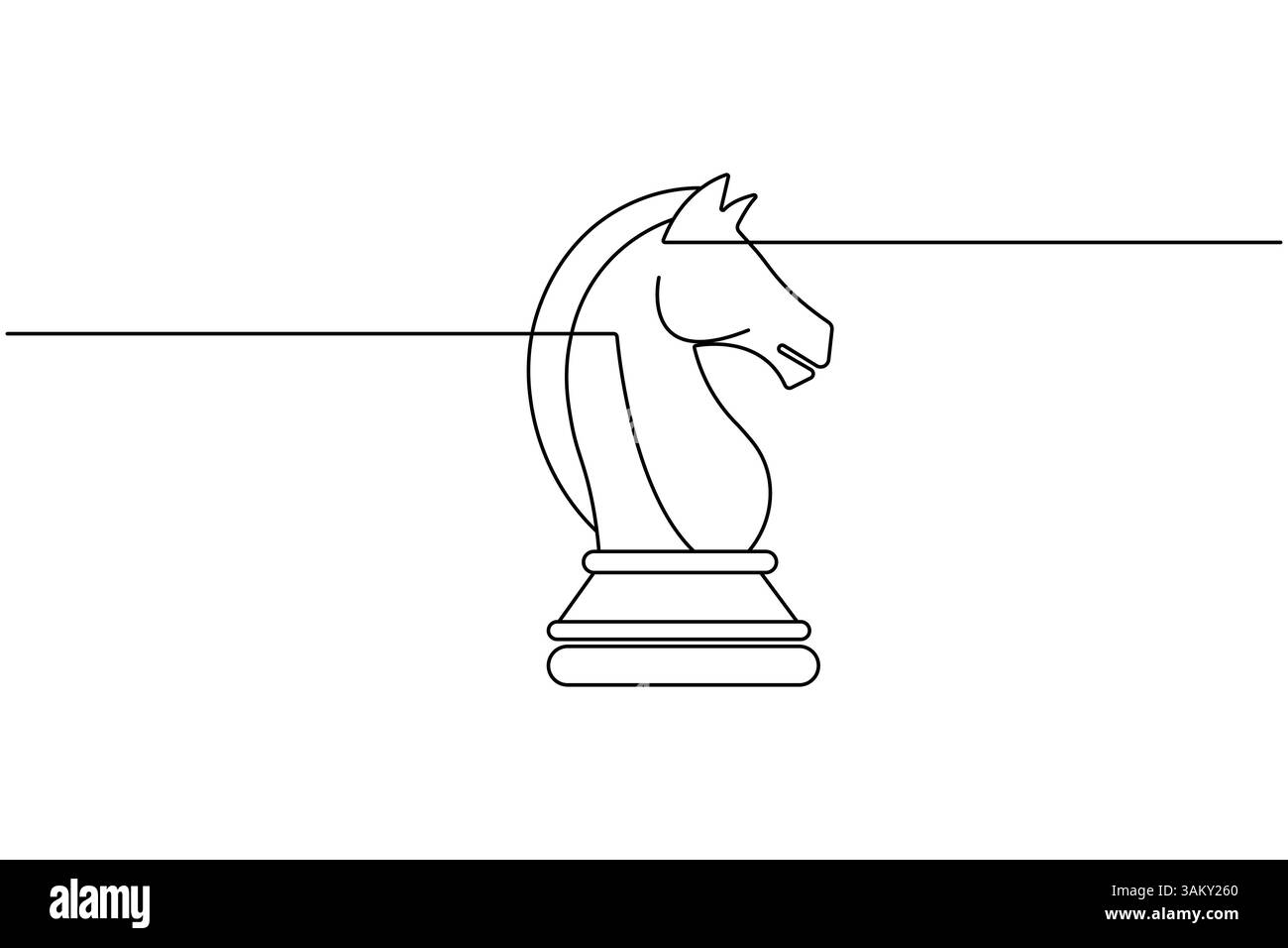 Knight chess continuous single line art and isolated outline vector ...