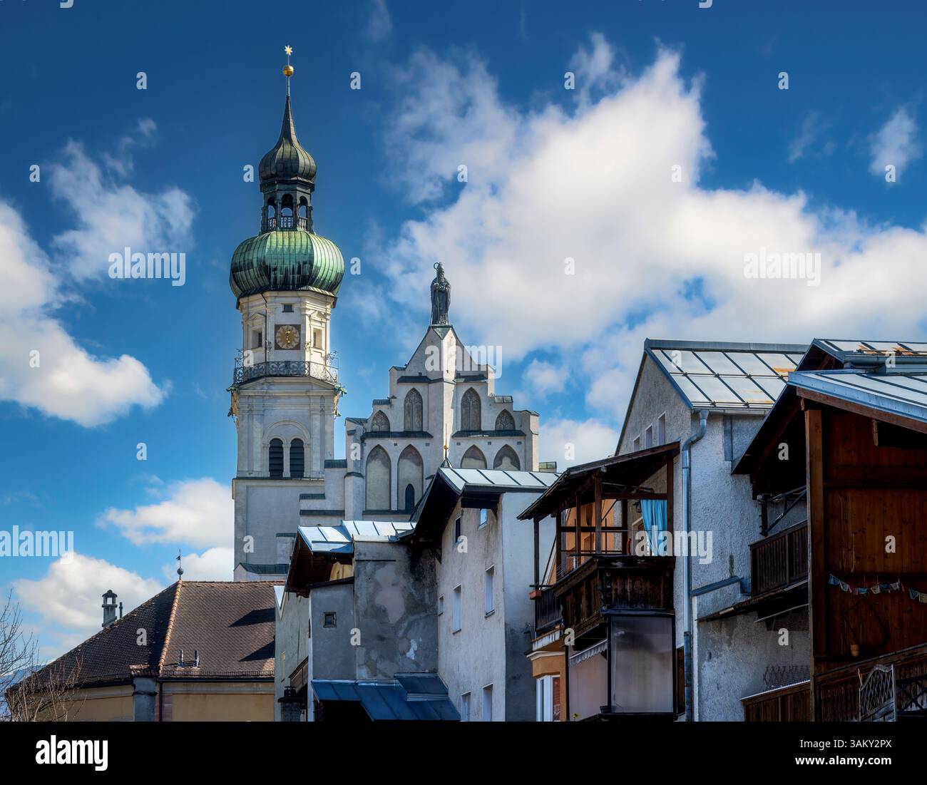 Historic church in the old town of Hall in Tirol (Austria Stock Photo ...