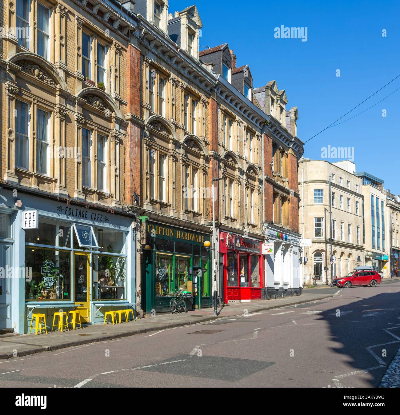 Historic buildings and shops in Regent Street, Clifton, Bristol ...