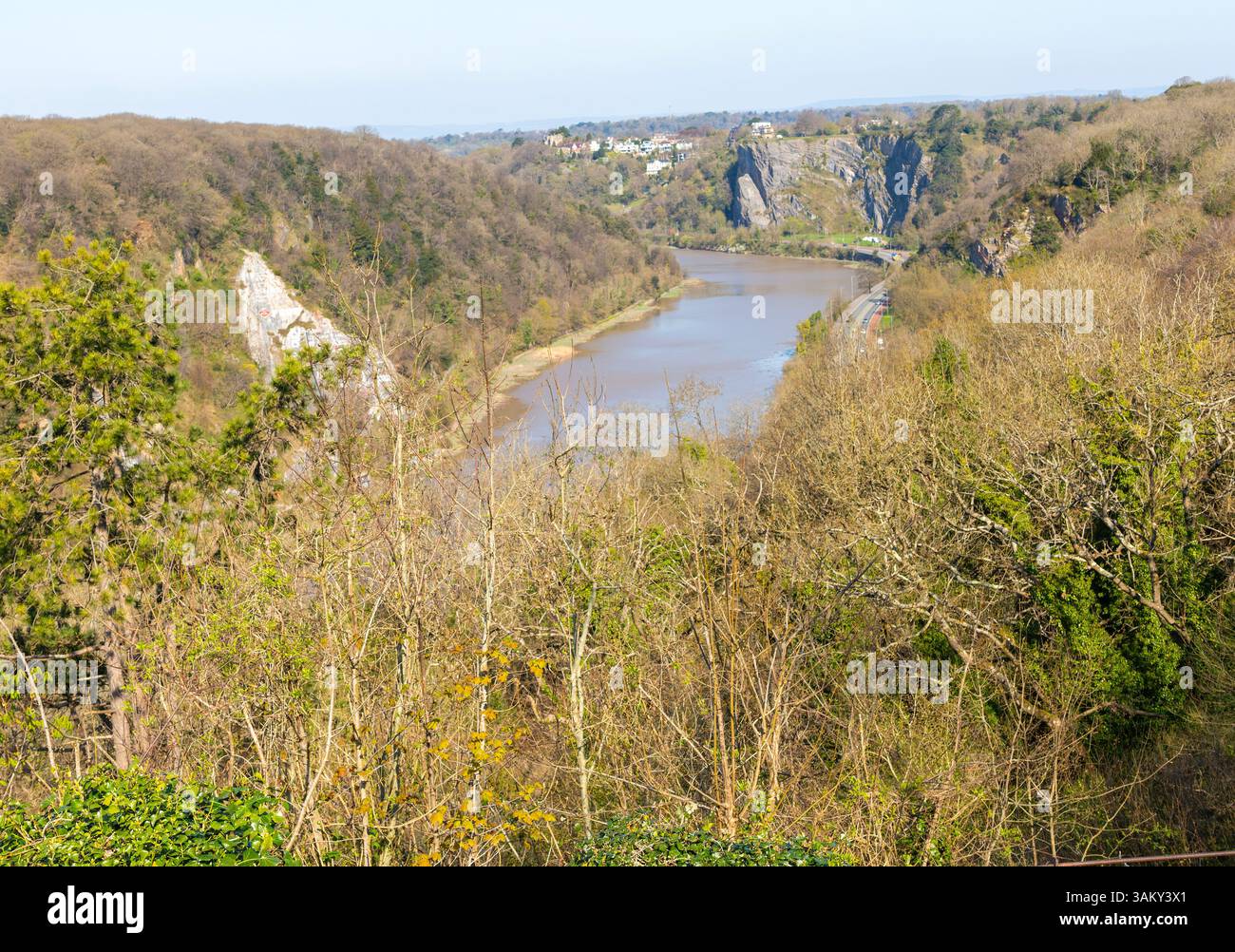 View upstream of River Avon gorge from Clifton, Bristol, England, UK an ...