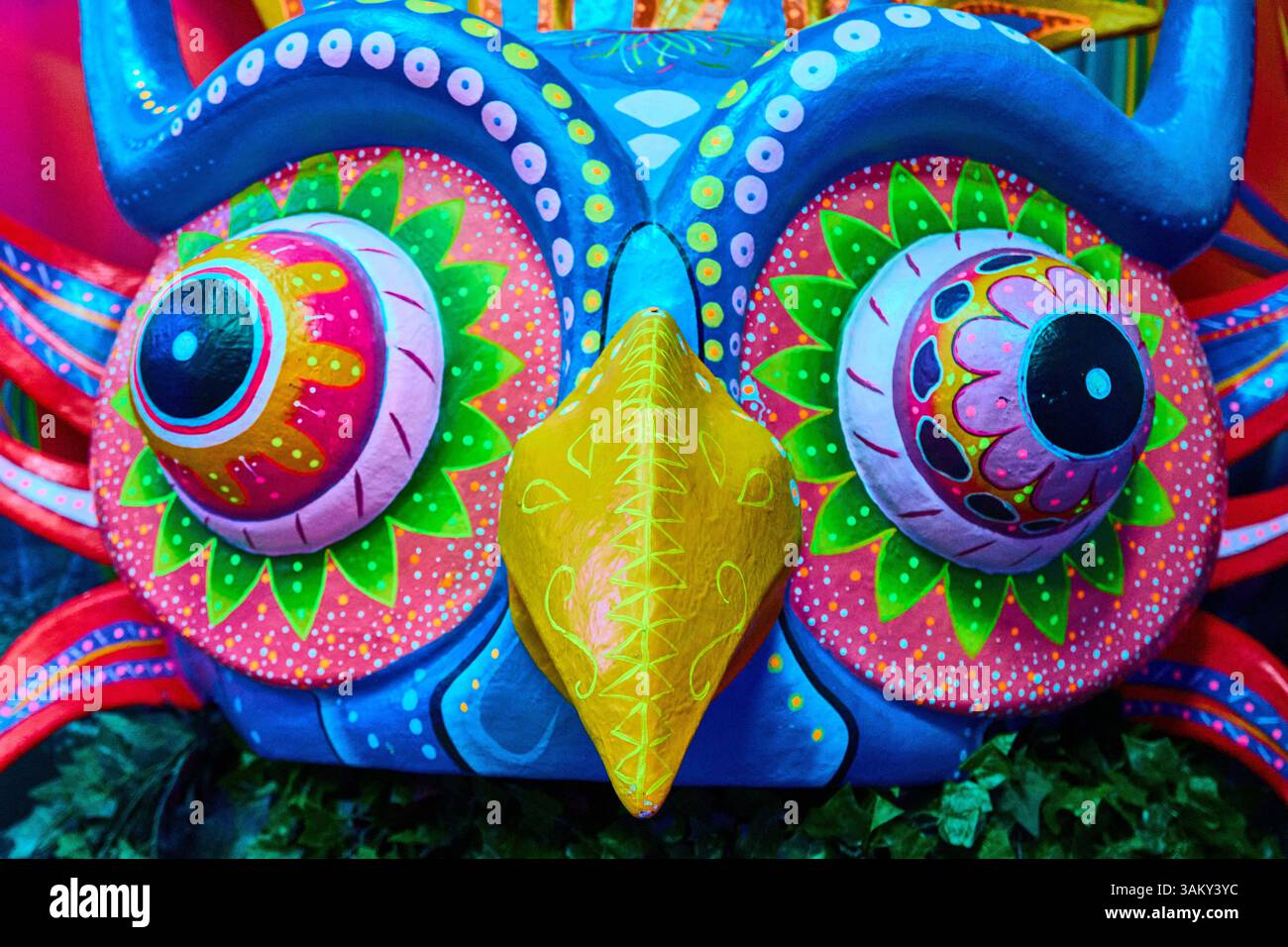 Vibrant Mexican Festival Mask Detail Eye-Level Perspective Stock Photo ...