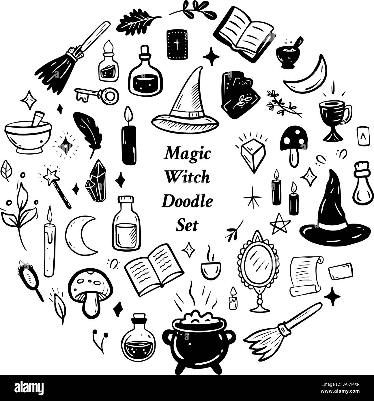 Magical Doodle Elements and Potions for Witches and Wizards in the ...