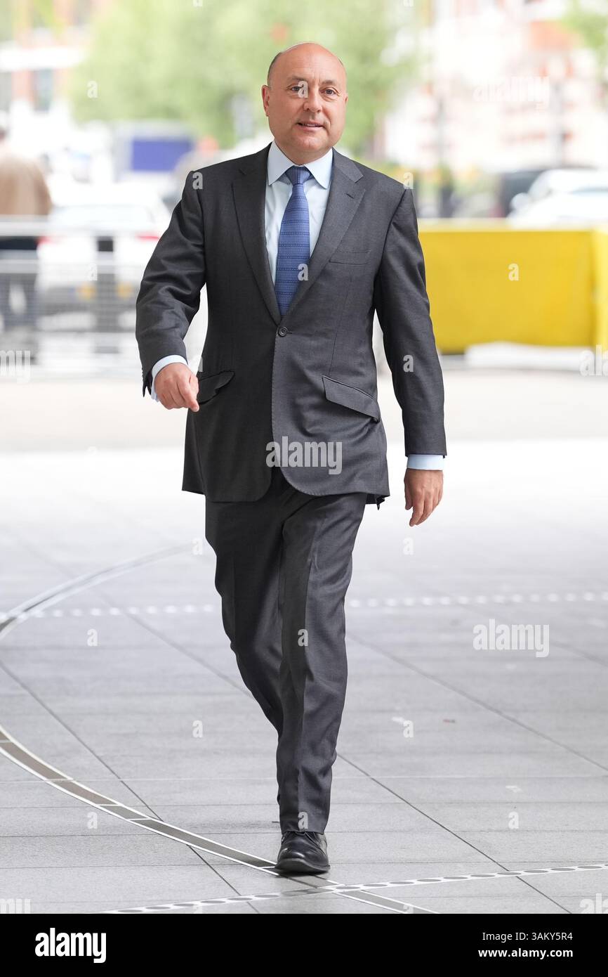 Shadow business and trade secretary Andrew Griffith arrives at BBC ...