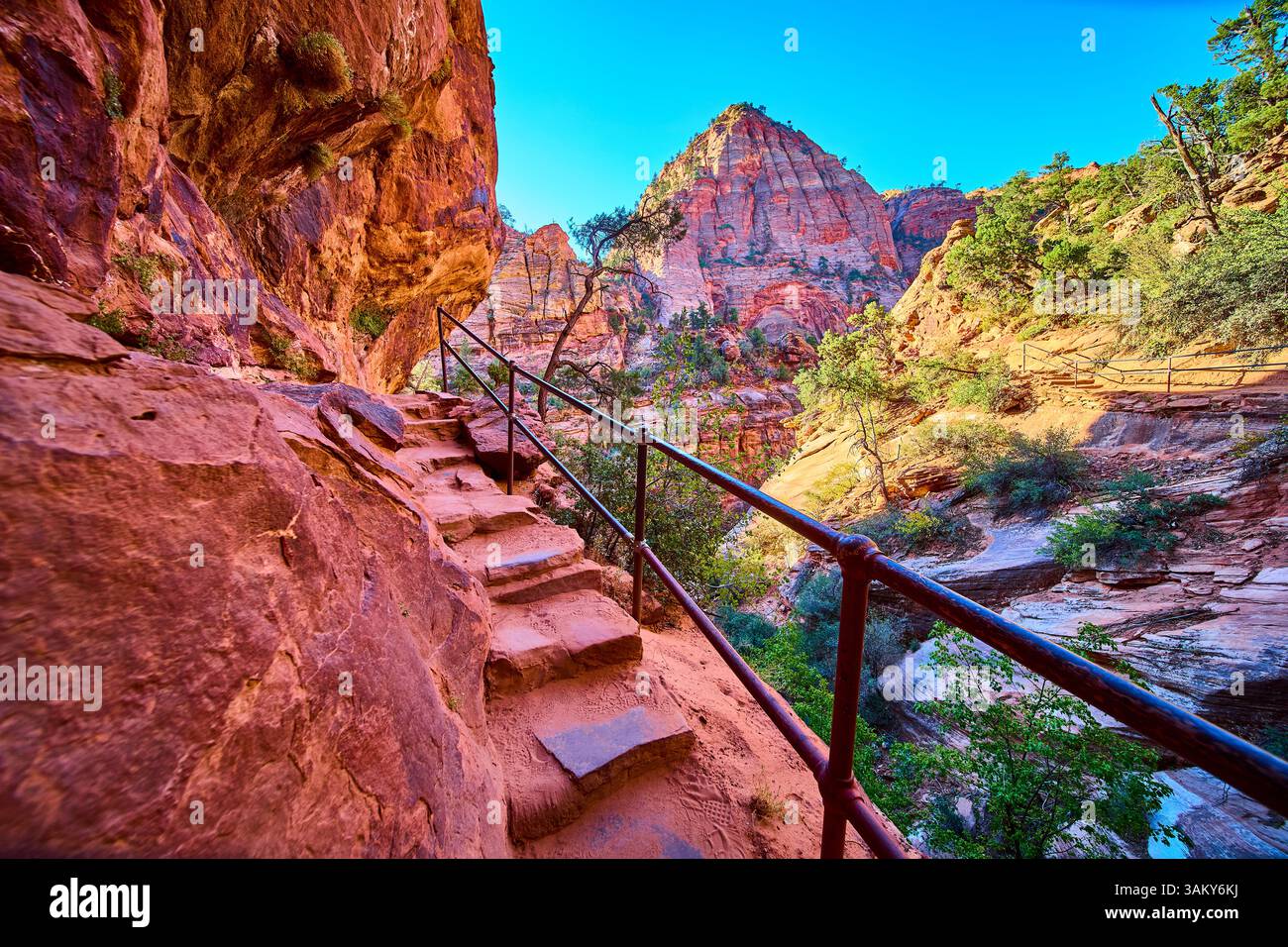 Zion Sandstone Cliffs and Trail Eye-Level Adventure Pathway Stock Photo - Alamy