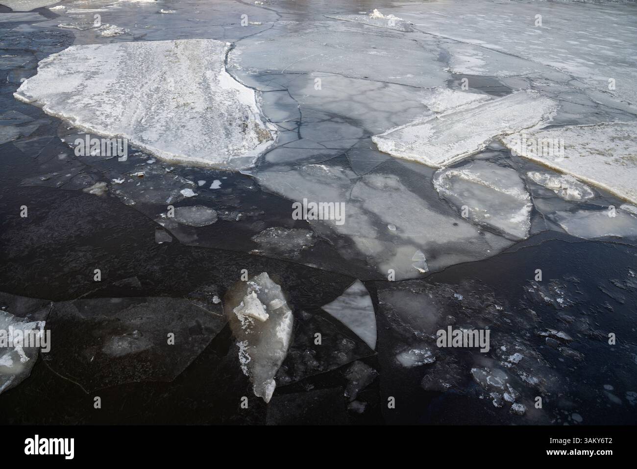 Spring ice drift on the river, Russia Stock Photo - Alamy
