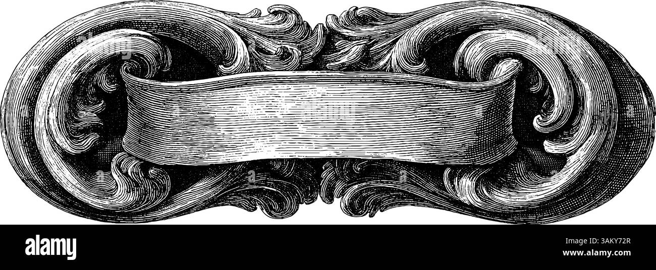 Ornamental vintage banner engraving with elegant scroll design Stock ...