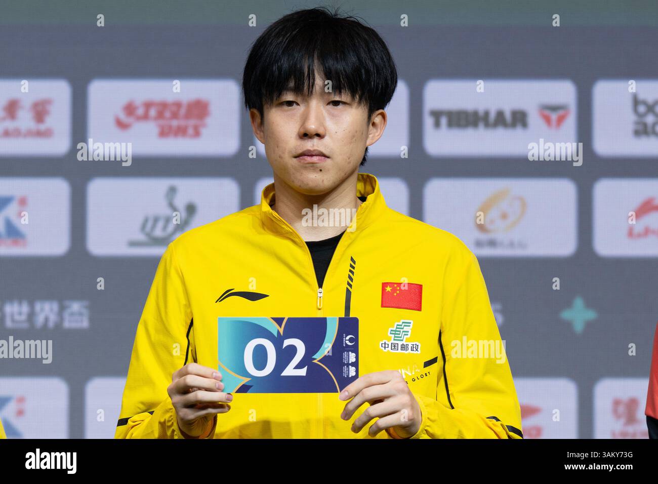 Macao, China. 13th Apr, 2025. Wang Chuqin of China attends the drawing ...
