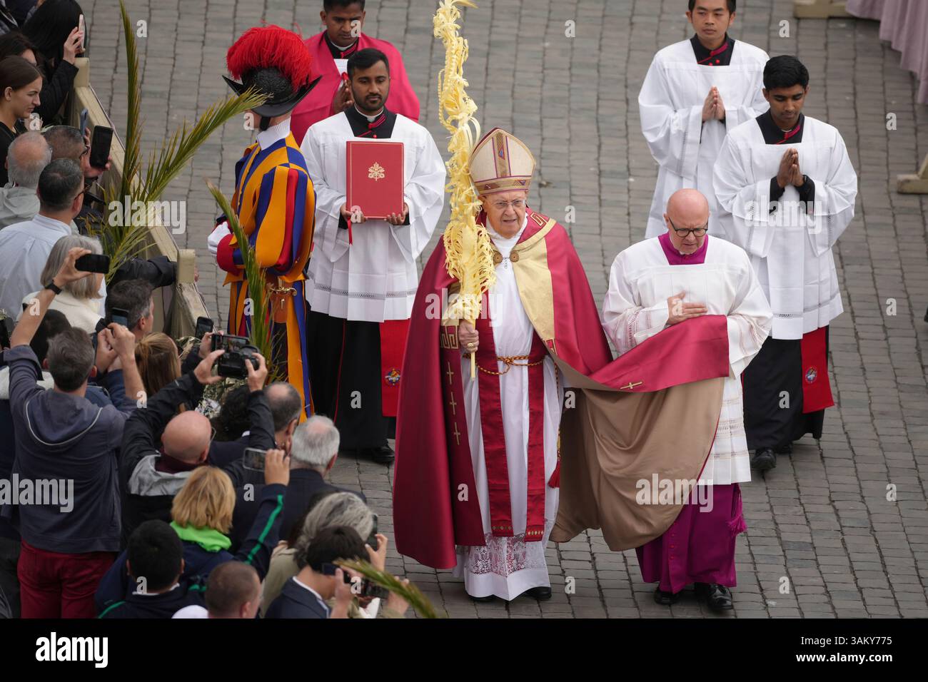 Cardinal Leonardo Sandri arrives to celebrate the mass on Palm Sunday ...