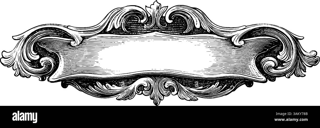 Ornamental engraved banner design with vintage decorative elements ...