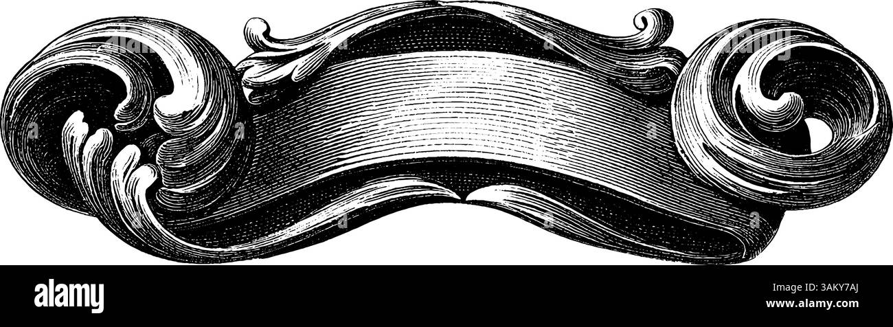 Ornamental engraved banner design for vintage decorative projects Stock ...