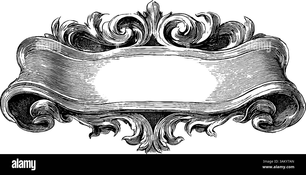 Ornamental engraved banner design for decorative and vintage projects ...