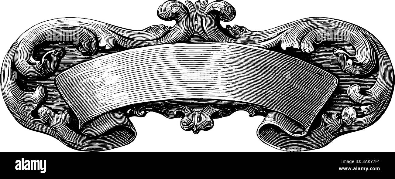 Ornamental engraved banner design for elegant invitations and cards ...