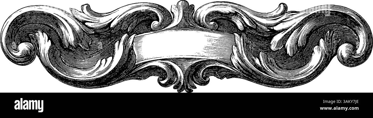 Ornamental vintage banner design with intricate engraving art for ...