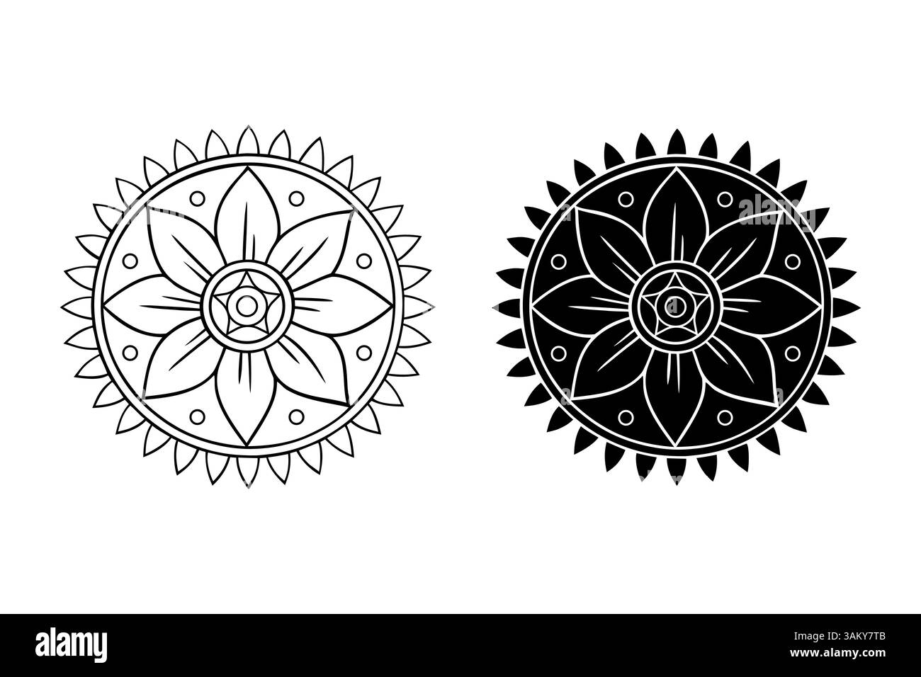 Mandala flower outline Stock Vector Images - Alamy