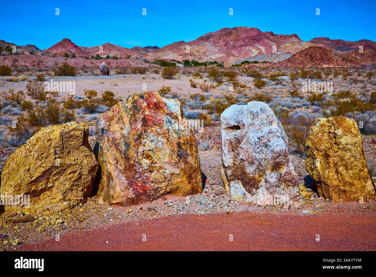 Desert Boulders and Mountains in Bootleg Canyon Eye-Level View Stock ...