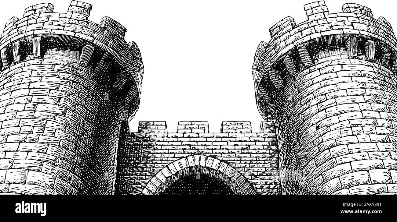 Engraved castle gate banner design for historical theme Stock Vector ...