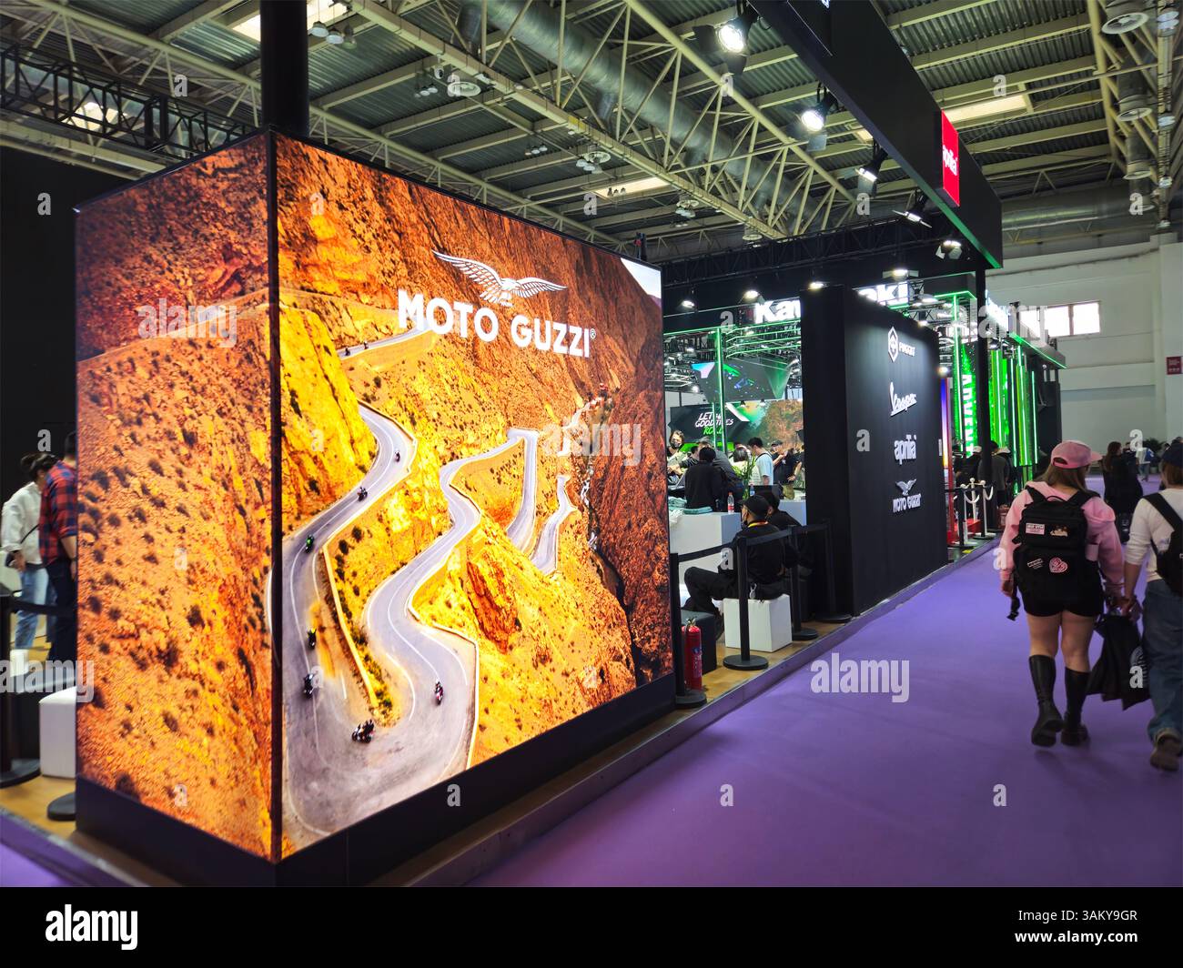 Beijing, China, April 11, 2025, Piaggio Group's Brands Moto Guzzi ...