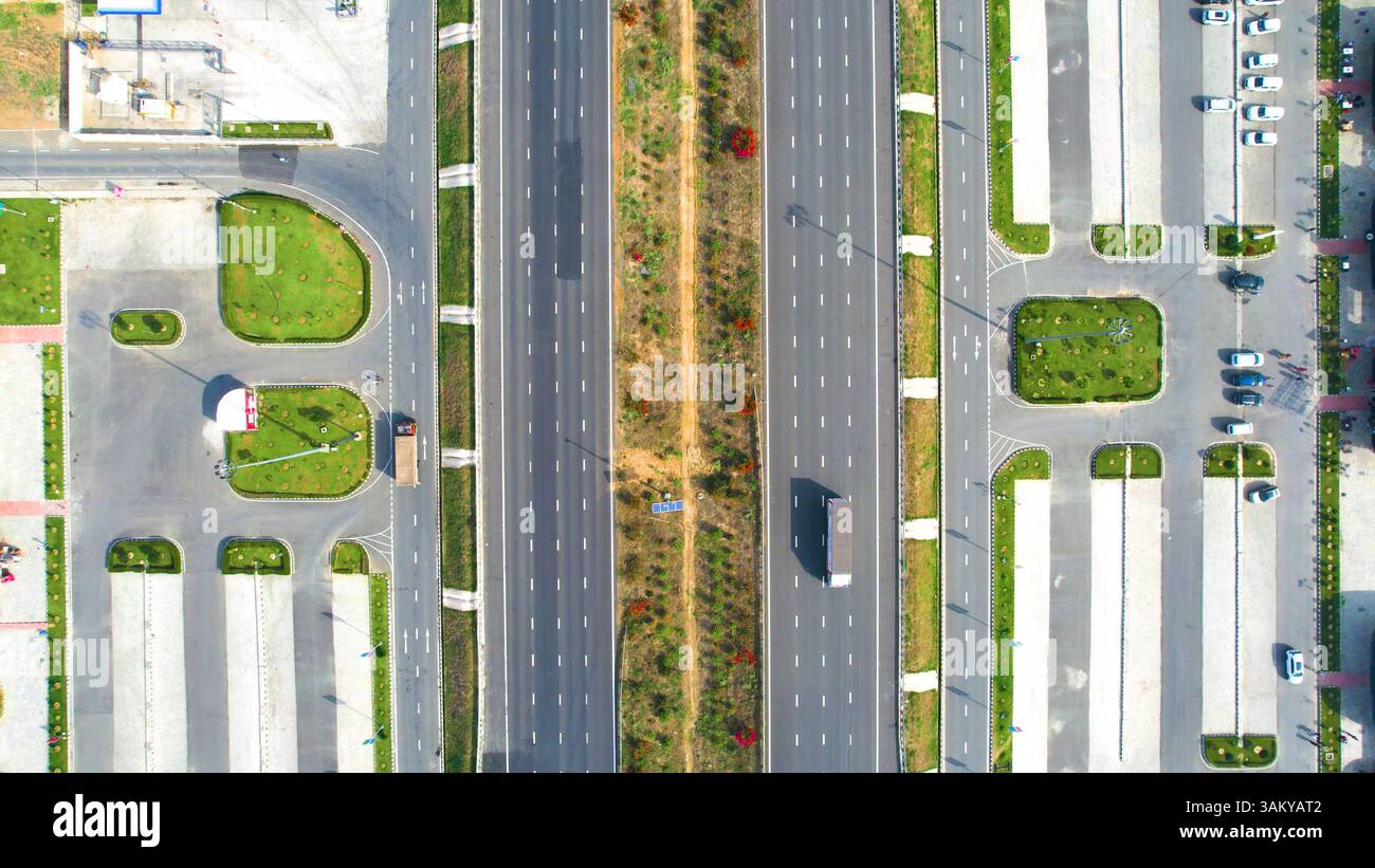 Aerial drone straight down show showing the new six lane delhi mumbai ...
