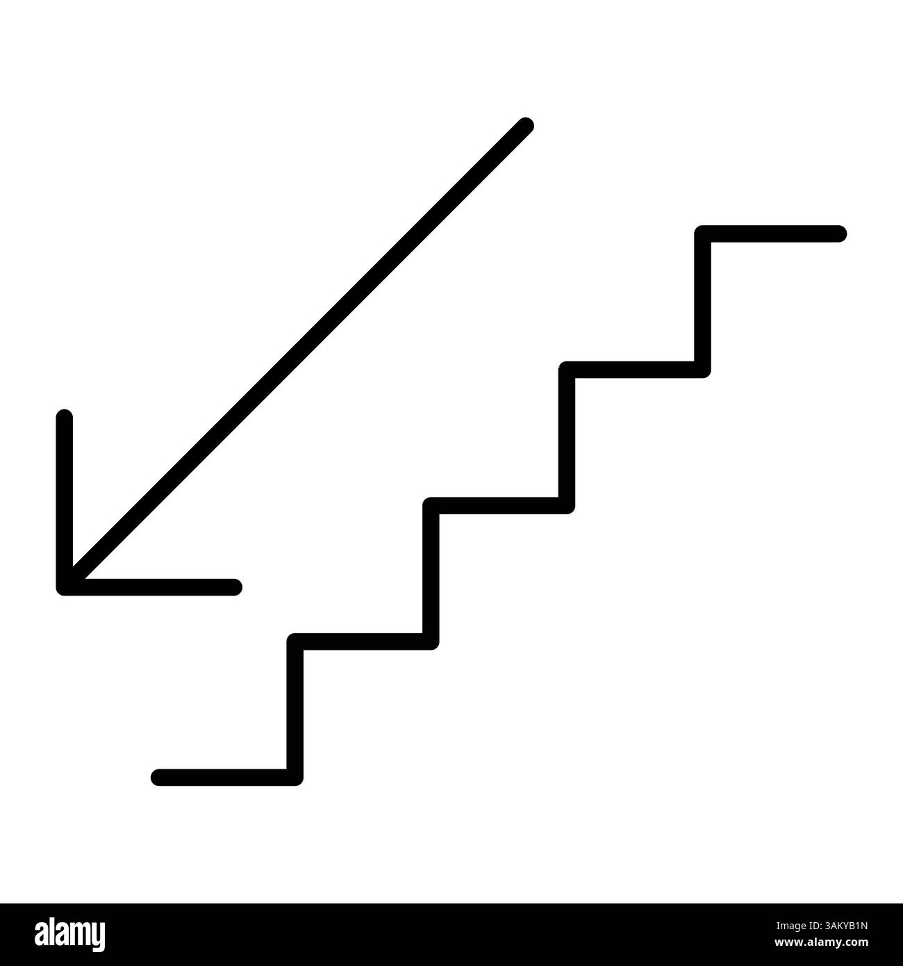 Stairs down arrow graph sign icon. Flat web walk step design vector ...