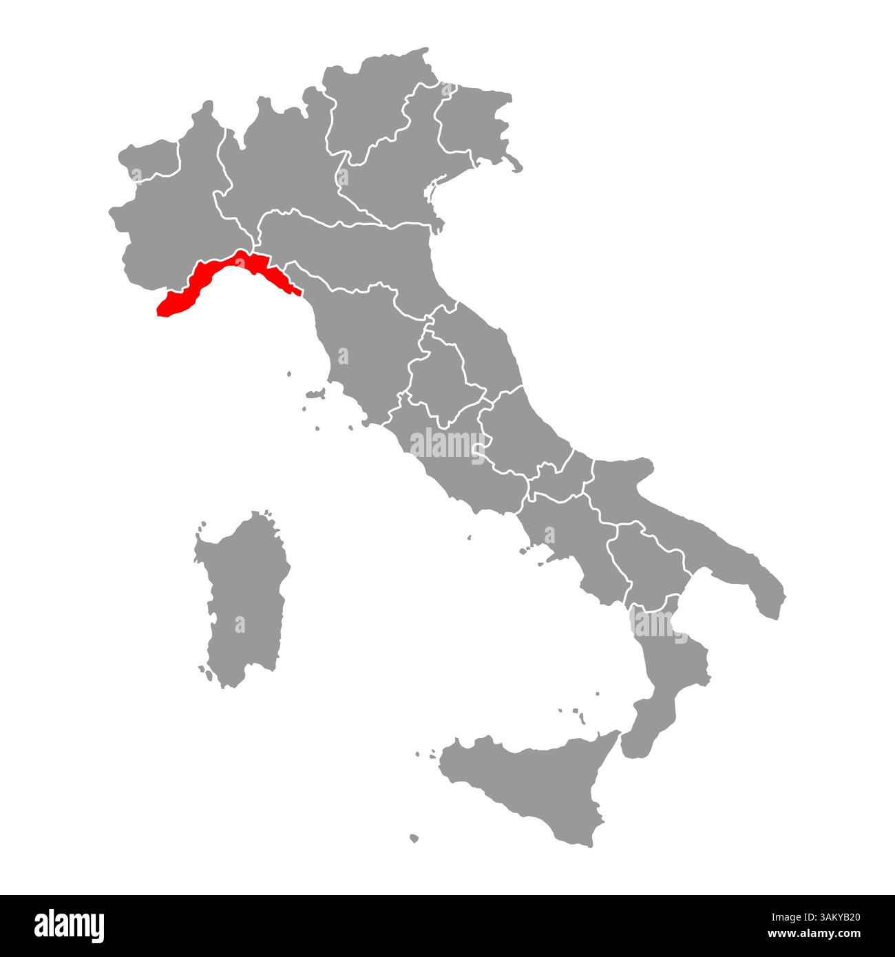 Italy map of Liguria symbol shape, travel web flat concept icon web ...