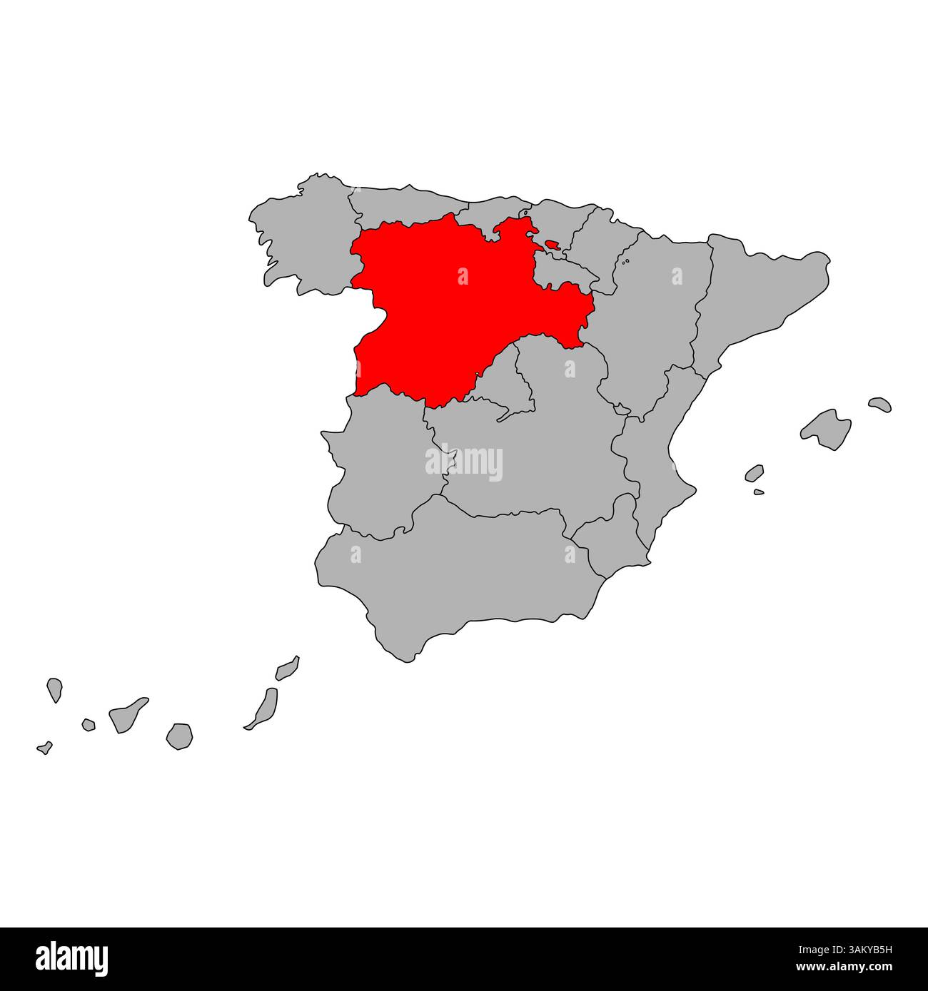 Castile and Leon of Spain map symbol shape, travel web flat vector ...