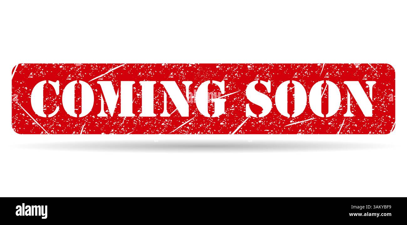Coming soon stamp shadow symbol, label sticker sign button, text banner ...
