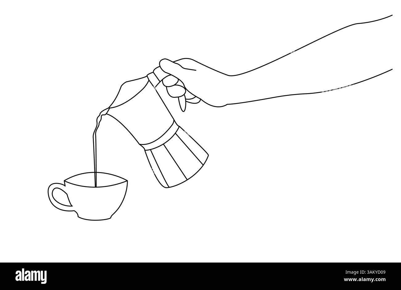 Pouring coffee hand holding Stock Vector Images - Alamy