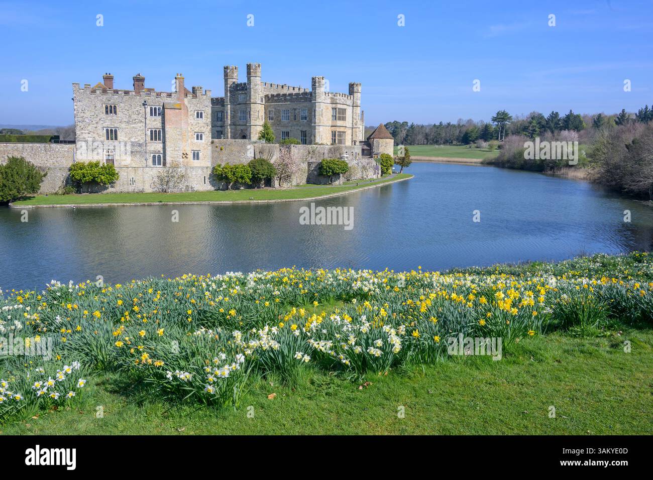 Leeds Castle, near Maidstone, Kent, UK. Largely rebuilt in 1823 ...