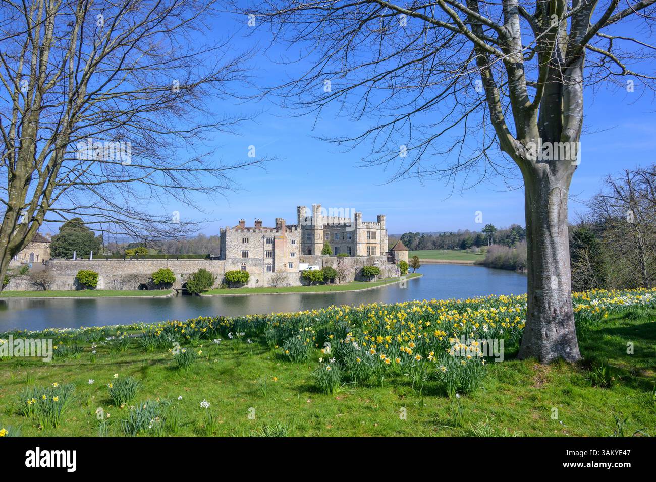 Leeds Castle, near Maidstone, Kent, UK. Largely rebuilt in 1823 ...