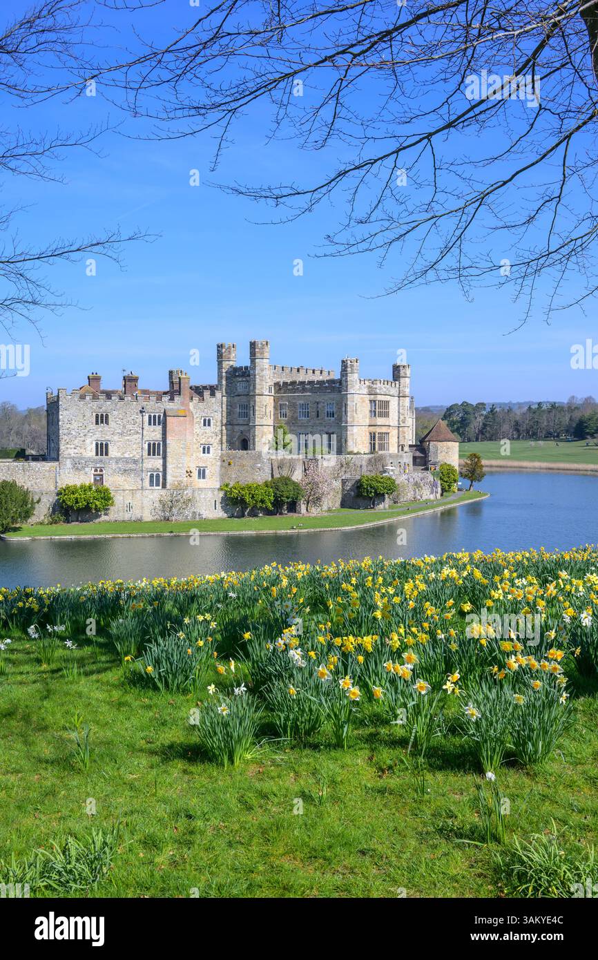 Leeds Castle, near Maidstone, Kent, UK. Largely rebuilt in 1823 ...