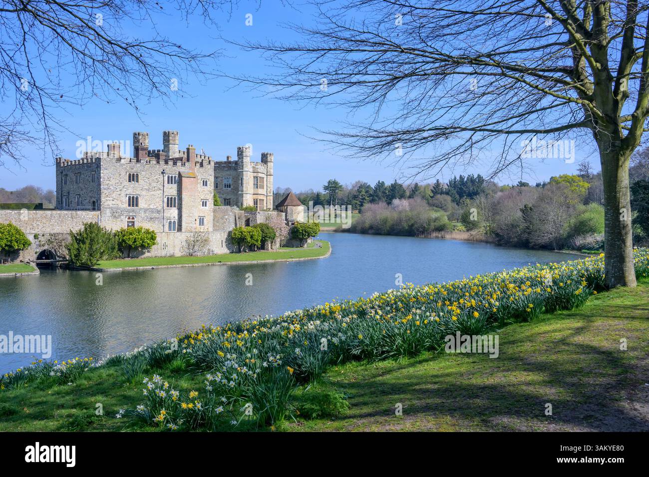 Leeds Castle, near Maidstone, Kent, UK. Largely rebuilt in 1823 ...