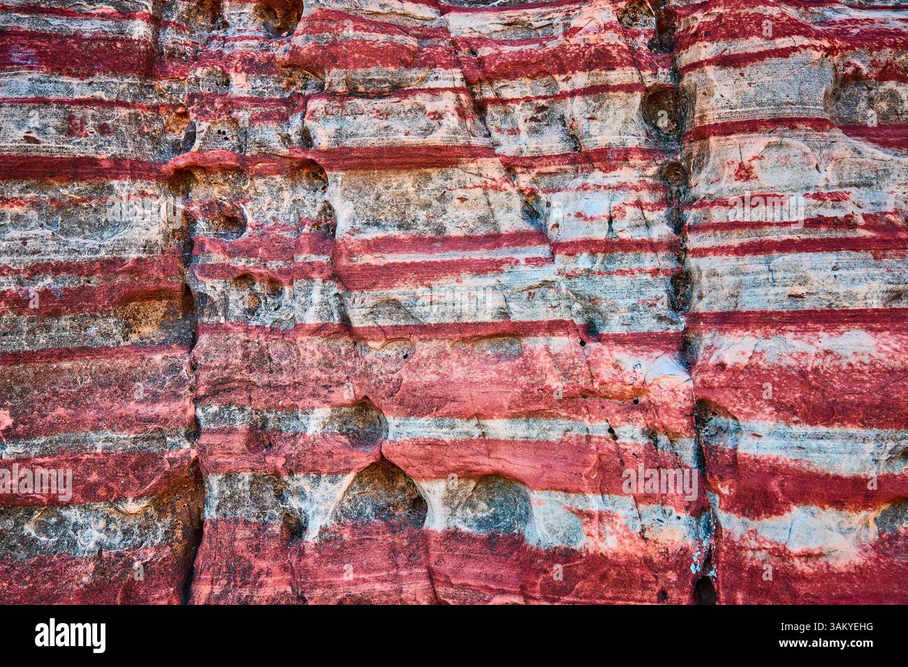 Vibrant Red and White Sedimentary Rock Layers Eye-Level Perspective ...