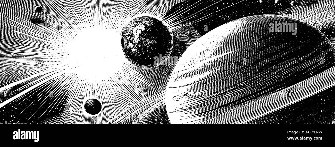 Sketch solar system planets Black and White Stock Photos & Images - Alamy