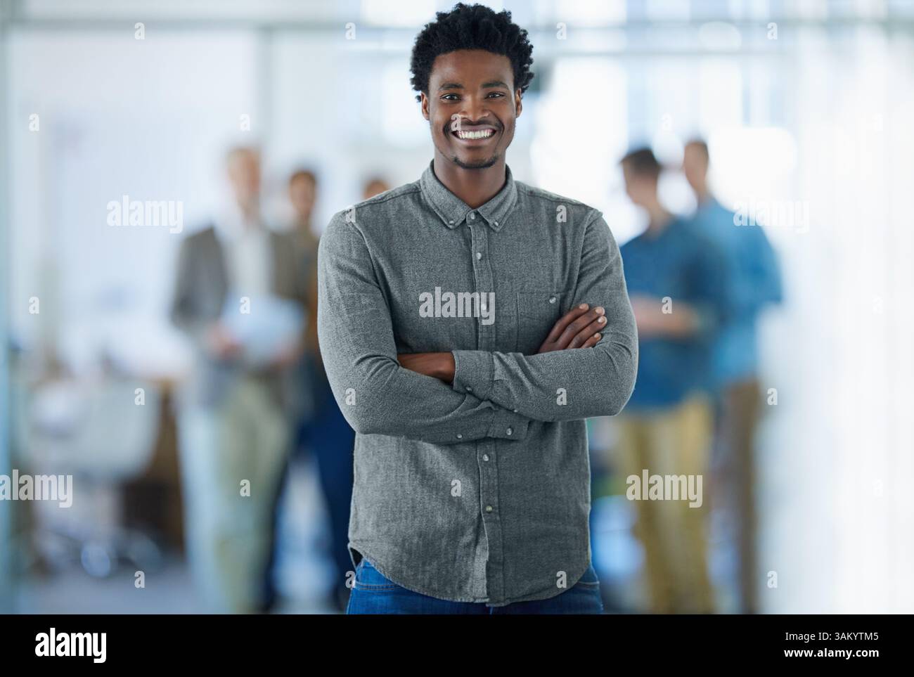 Office, portrait and businessman with pride for professional, startup ...