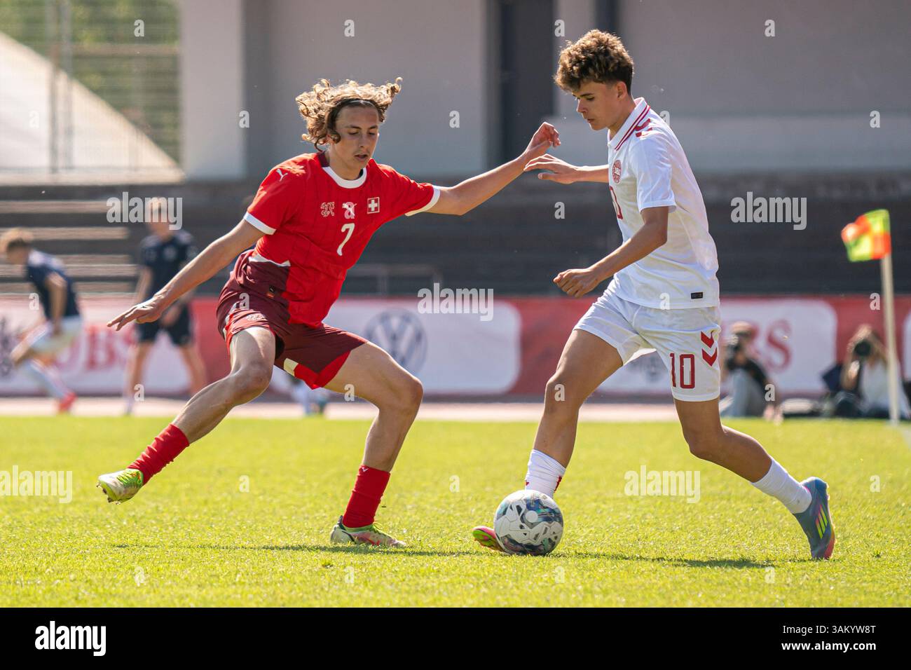 Basel, Switzerland, April 10th 2025 Elias Broberg (10 Denmark), right ...