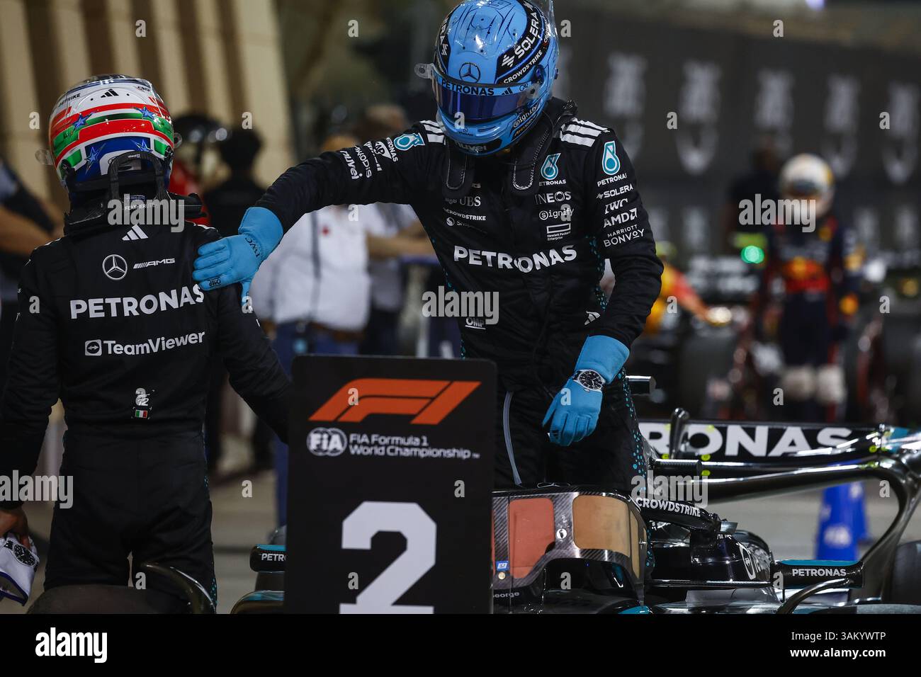 RUSSELL George (gbr), Mercedes AMG F1 Team W16, portrait KIMI ANTONELLI Andrea (ita), Mercedes ...