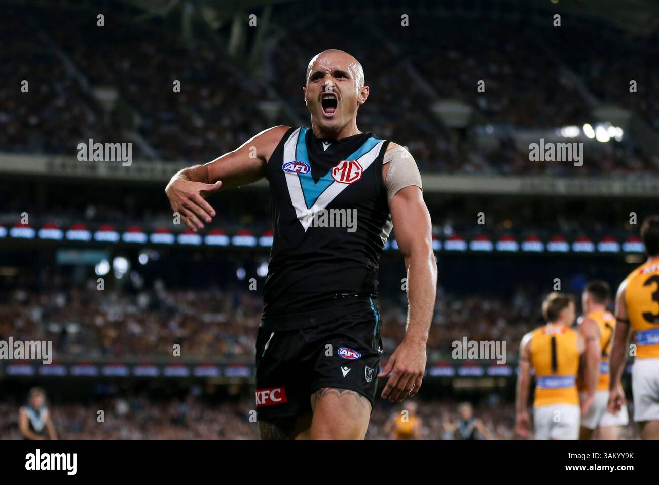 Adelaide, Australia. 13th Apr, 2025. Sam Powell-Pepper of the Power ...