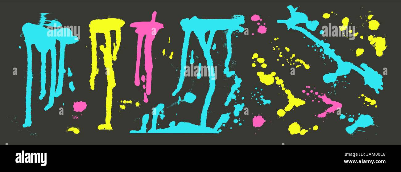 Graffiti art spray splatters set. Grunge colorful urban street splashes ...