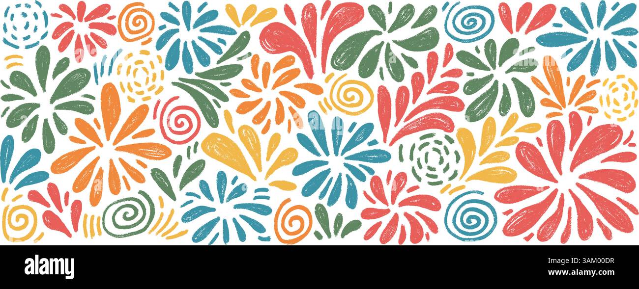 Firework drawing by crayon set. Colorful party firecrackers and ...