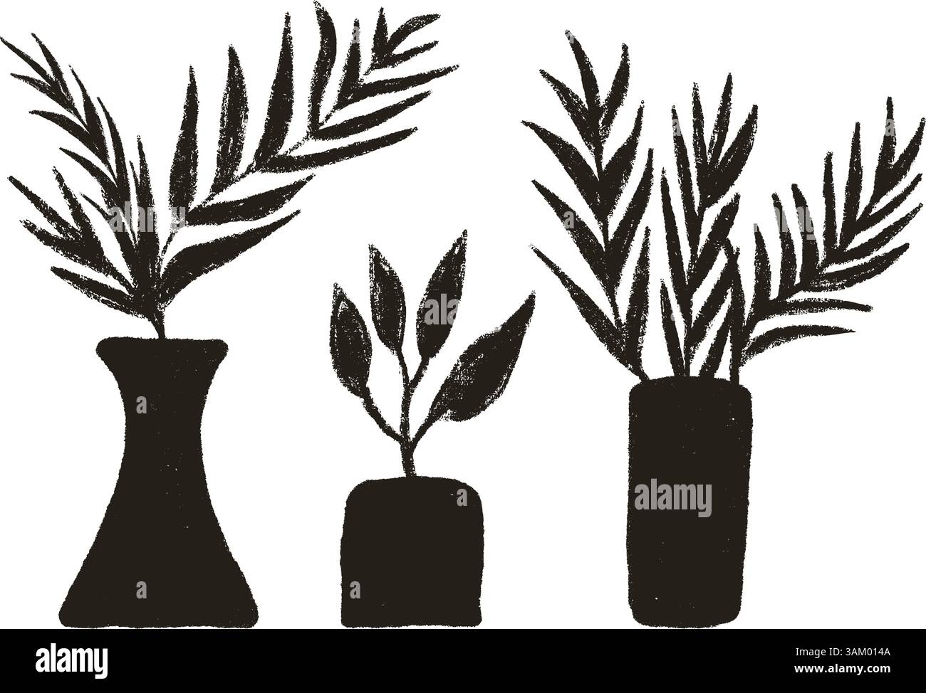 Lino print leaves black and white Cut Out Stock Images & Pictures - Alamy