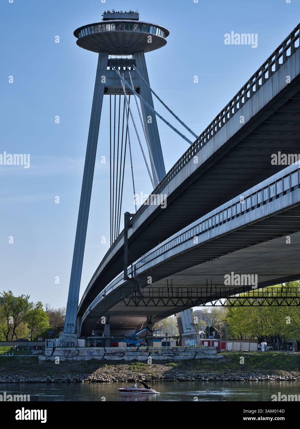 High UFO tower on the New Bridge in Bratislava, Slovakia Stock Photo ...