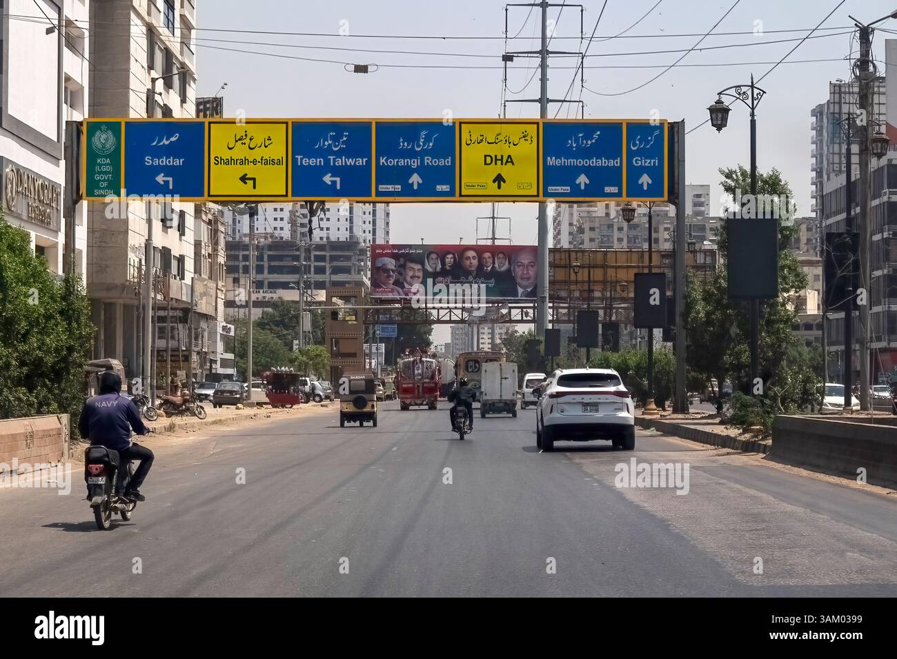 Karachi roads and traffic sign boards. traffic and transport concept ...