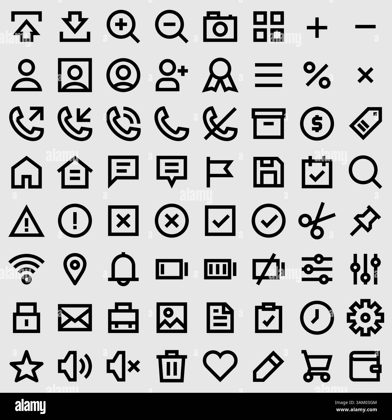 Vector illustration of thin line icons for business, banking, contact ...